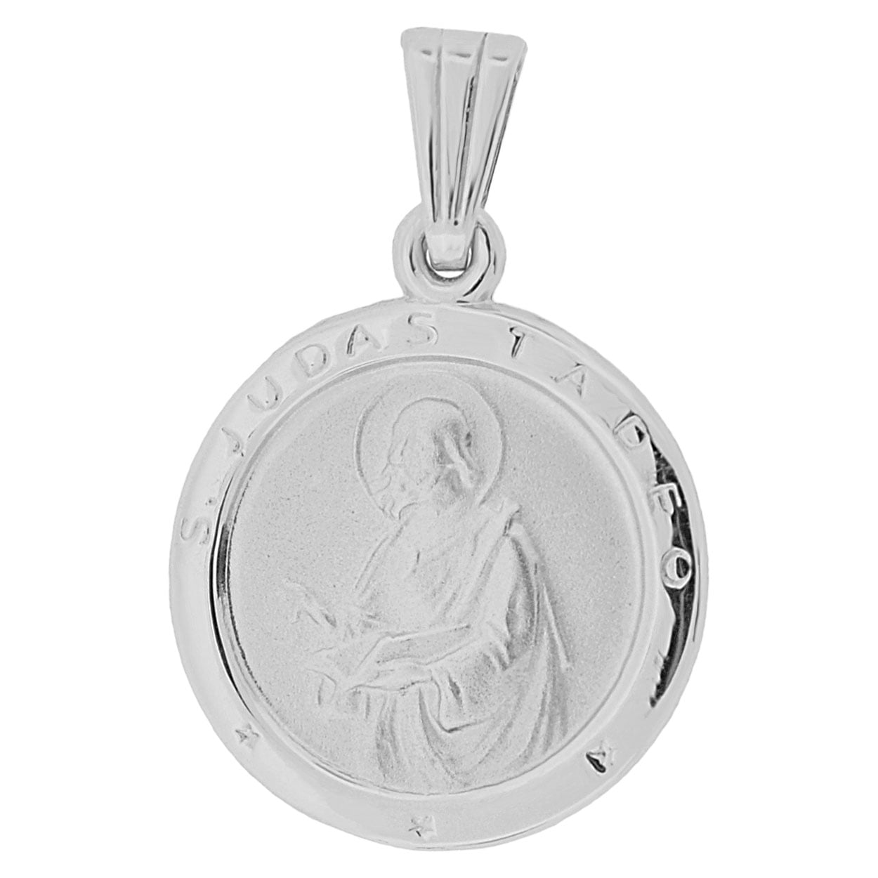 14k Gold White Rhodium, Saint Jude San Judas Tadeo Religious Pendant ...