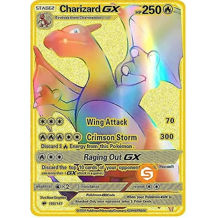 Charizard Vmax Metal Gold Plated Card, Charizard Vmax Dx Gx Metal Gold ...