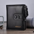 Men Wallets Short PU Leather Double Zipper Hasp Men Purses Card Holder ...