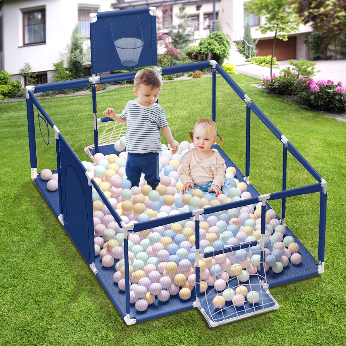 Buy Playpen for Baby &Toddler,Deluxe Extra Large Play Yard with Basket ...