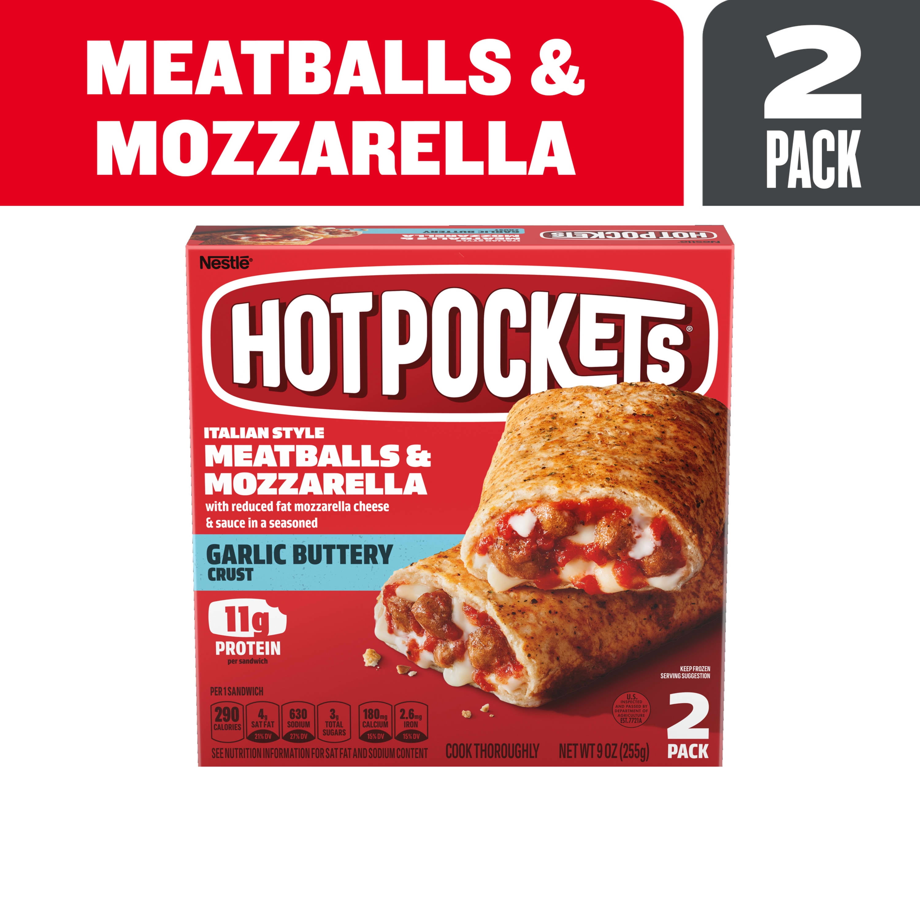 Hot Pockets Frozen Snacks Italian Style Meatballs & Mozzarella Garlic ...