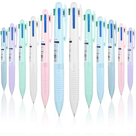 12 Pieces Multicolor Ballpoint Pen 0.5 mm 4-in-1 Colored Pens Fine ...