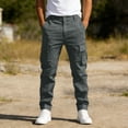 BVnarty Men's Solid Six Pocket Cargo Pants Button Zipper Waist Closure ...