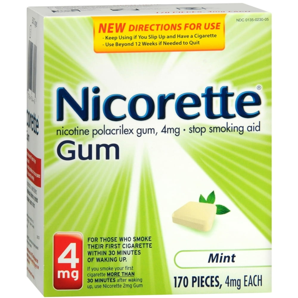Nicorette 4 mg Mint 170 Each (Pack of 4) - Walmart.com - Walmart.com