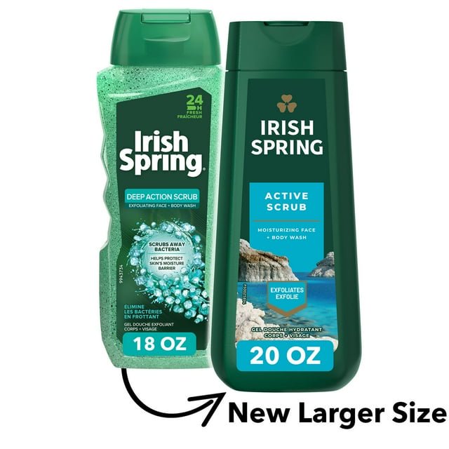 Irish Spring Exfoliating Body Wash for Men, Active Body Wash Scrub, All ...