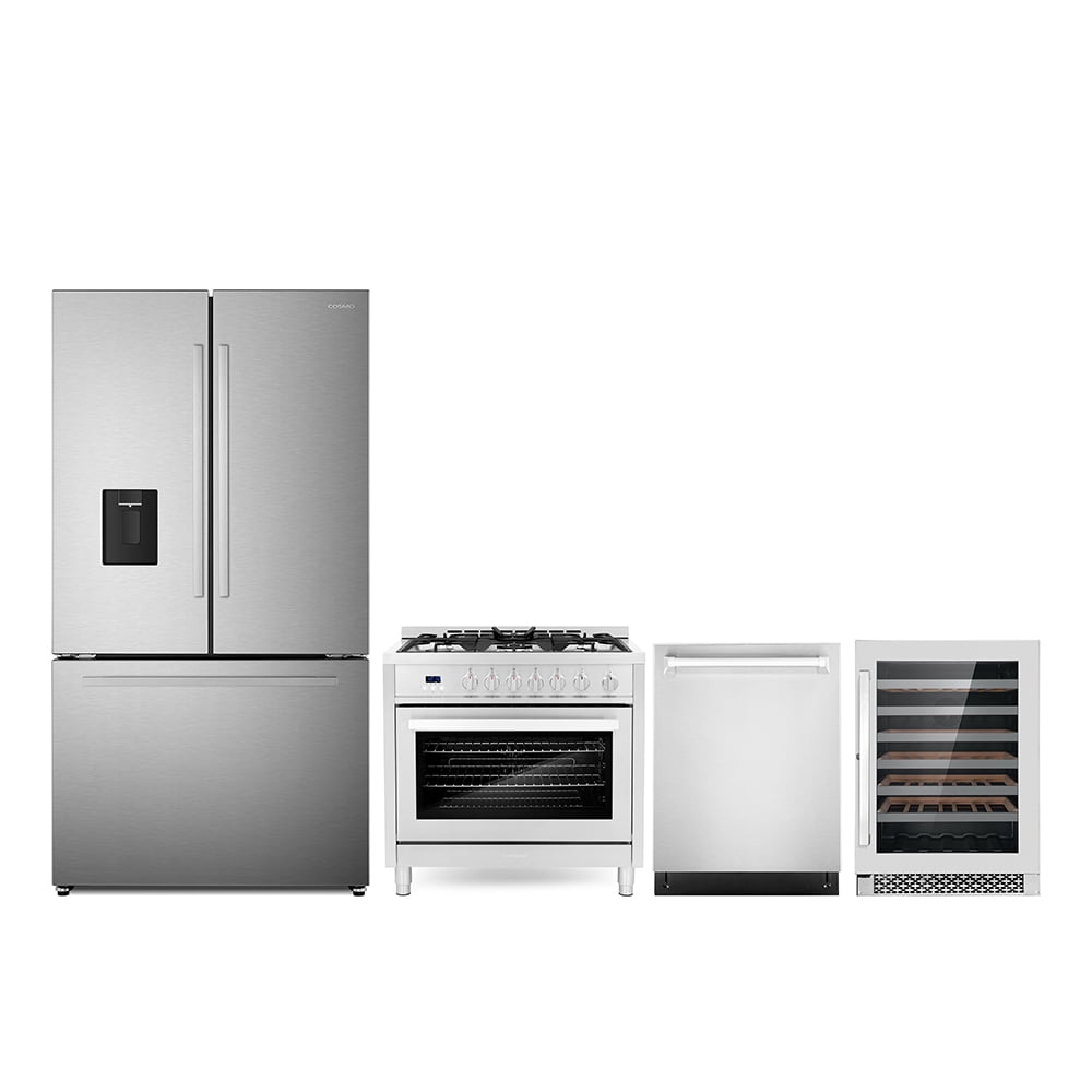 4 Piece Kitchen Package with 36" Freestanding Gas Range 24" Built-in ...