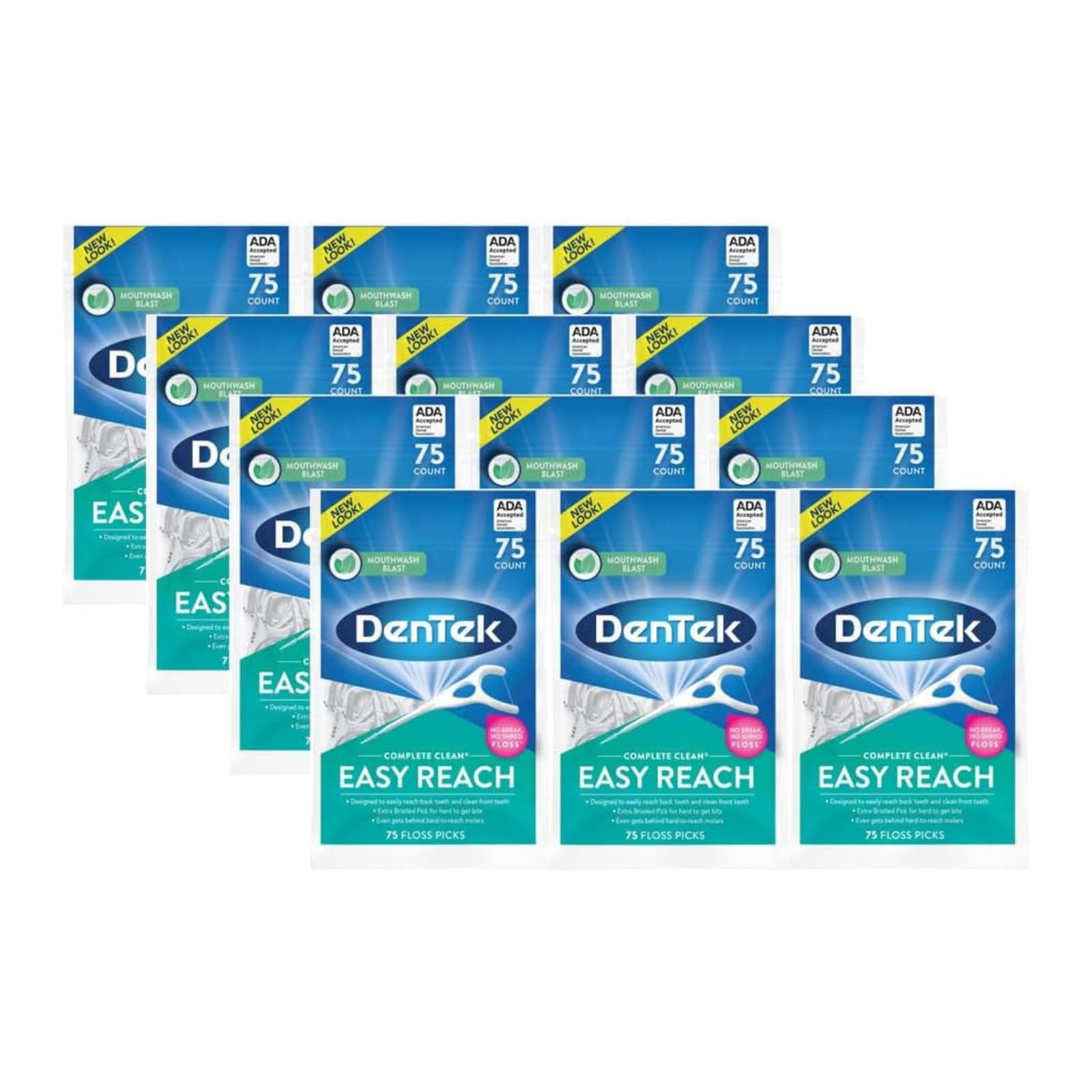 Palillos de hilo dental DenTek Complete Clean Easy Reach, paquete de 75 x 12 | Walmart en línea