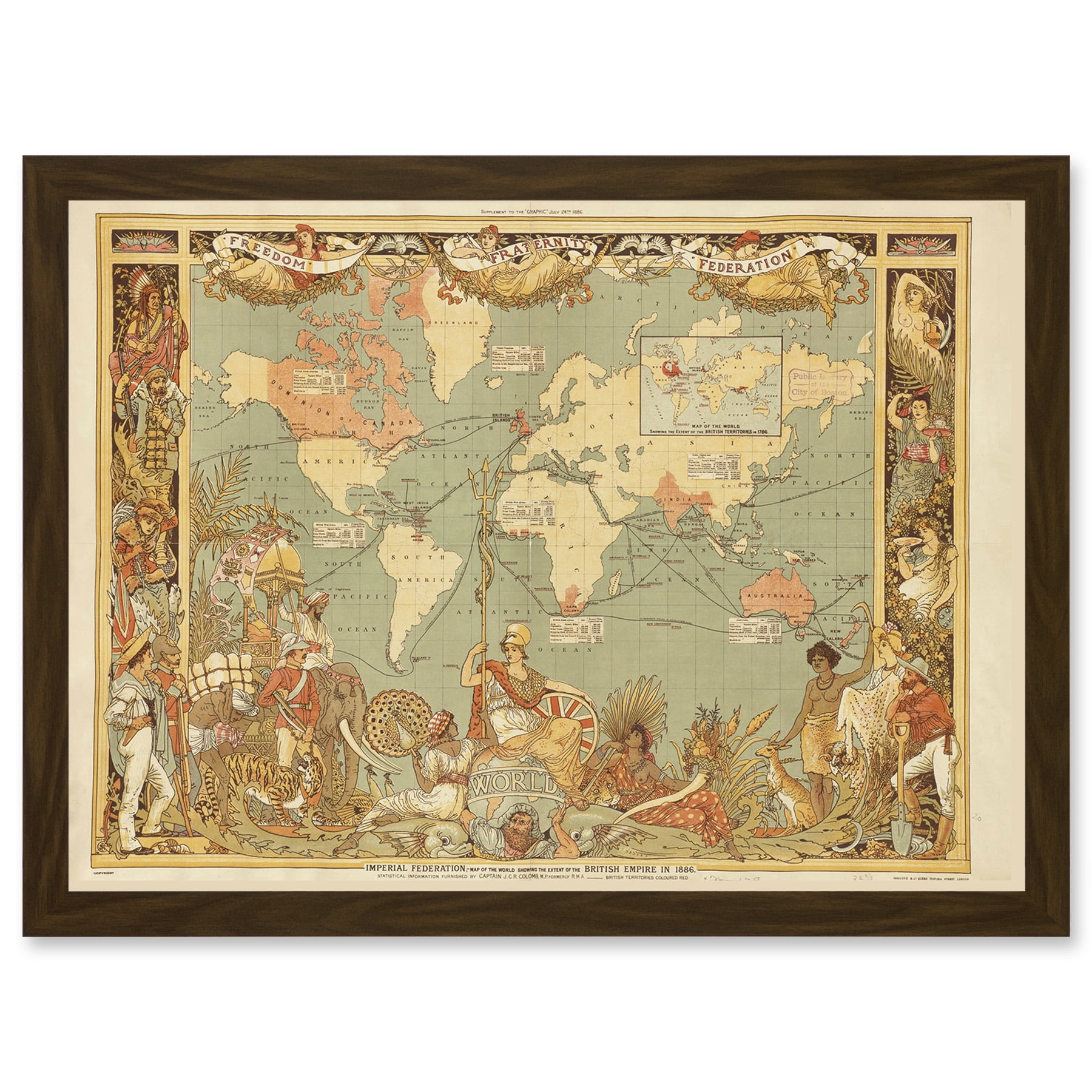 Maps British Empire 1886 Imperial Illustrated People World A4 Artwork ...
