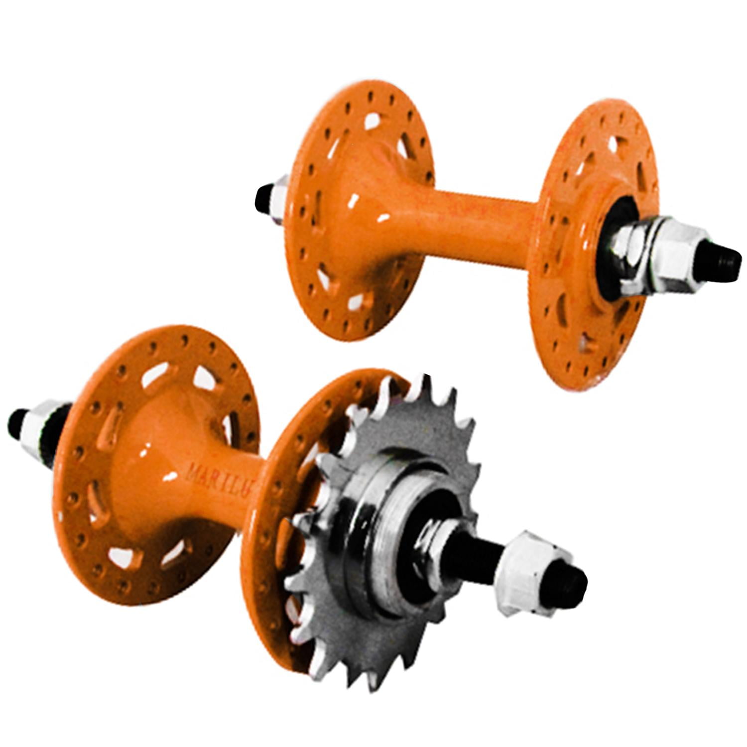 Juego de Mazas Mariluz 14G eje 3/8 aluminio Fixie SHB10 naranja negro ...