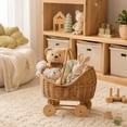 Hand Woven Wicker Baby Carriage Basket Wicker Baby Stroller Flower ...
