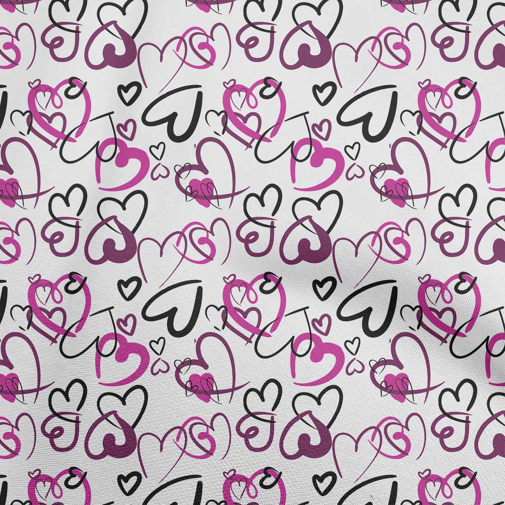 oneOone Silk Tabby Fuschia Pink Fabric Valentine Heart Sewing Craft ...