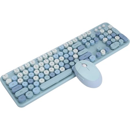Wireless Keyboard and Mouse Set, 2.4Ghz 104 Keys Retro Typewriter Style ...