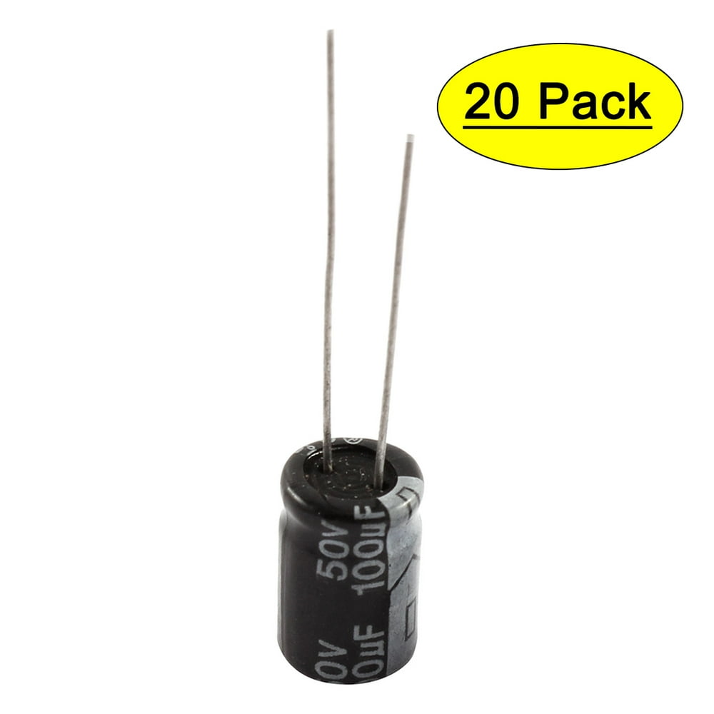 20Pcs 50V 100uF 105C Radial Lead Electrolytic Capacitor 8mm x 12mm ...