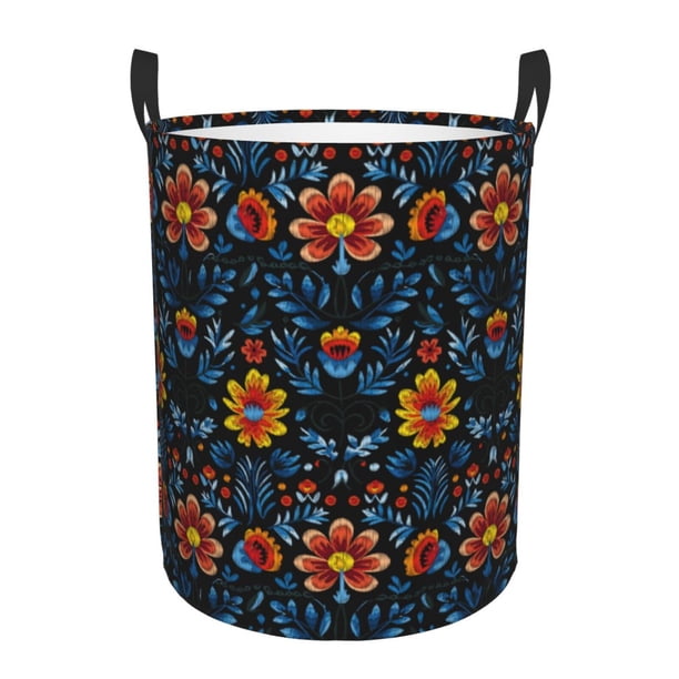 Fotbe Mexican Flower Cesto de Ropa con Asas, Cesto Impermeable de Gran ...