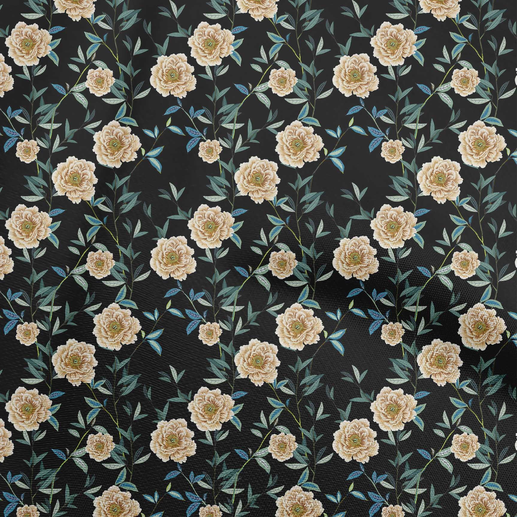 oneOone Polyester Spandex Black Fabric Floral Craft Projects Decor ...