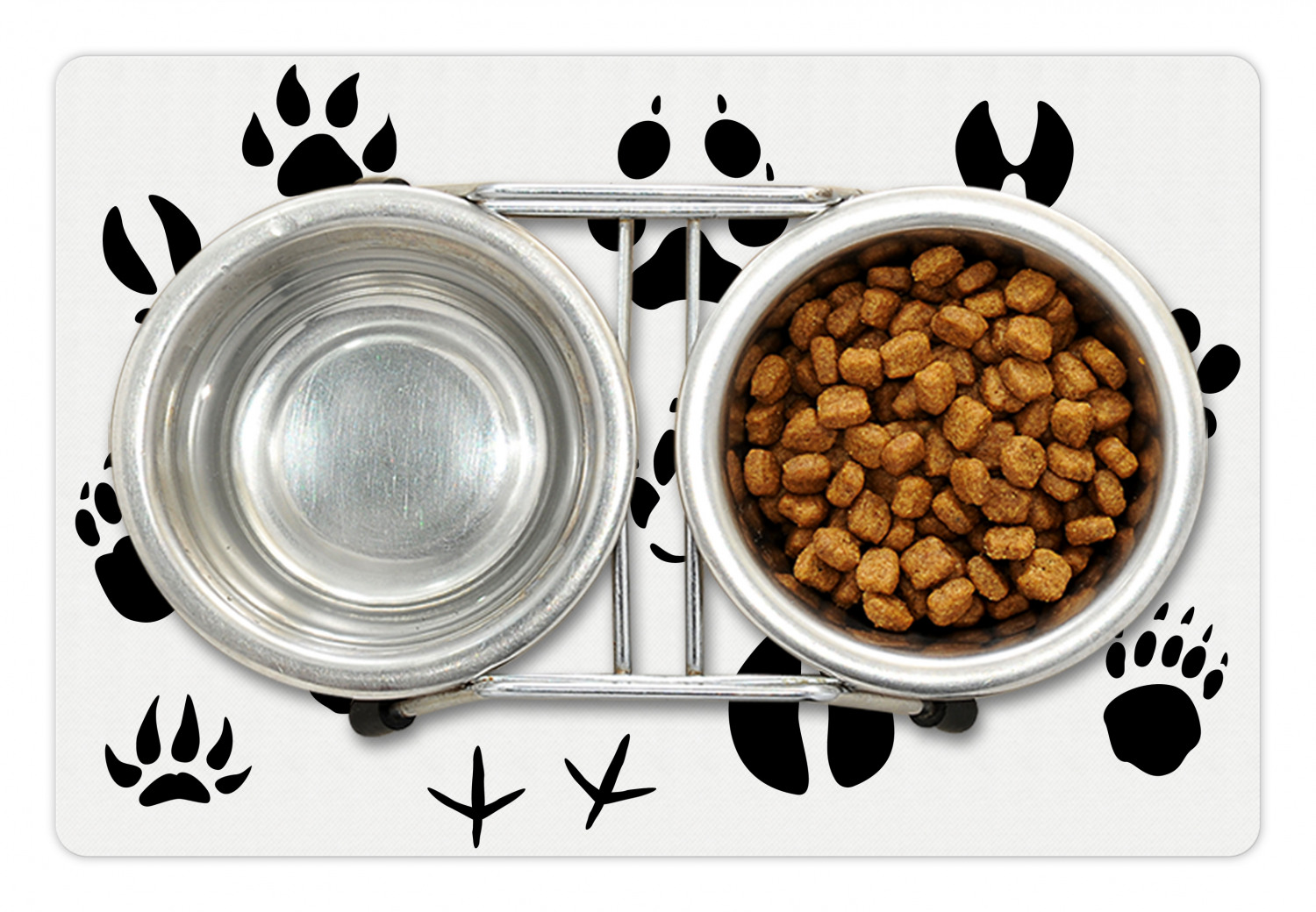 Hunting Pet Mat for Food and Water, Wildlife Animal Footprints and ...