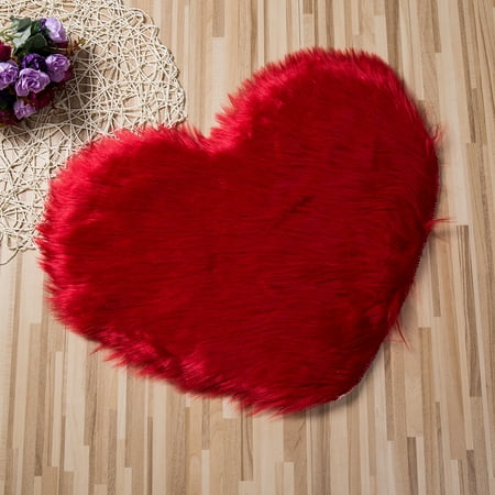 Heart Shaped Shaggy Faux Fur Fluffy Rug Hairy Carpet Floor Mat Home ...