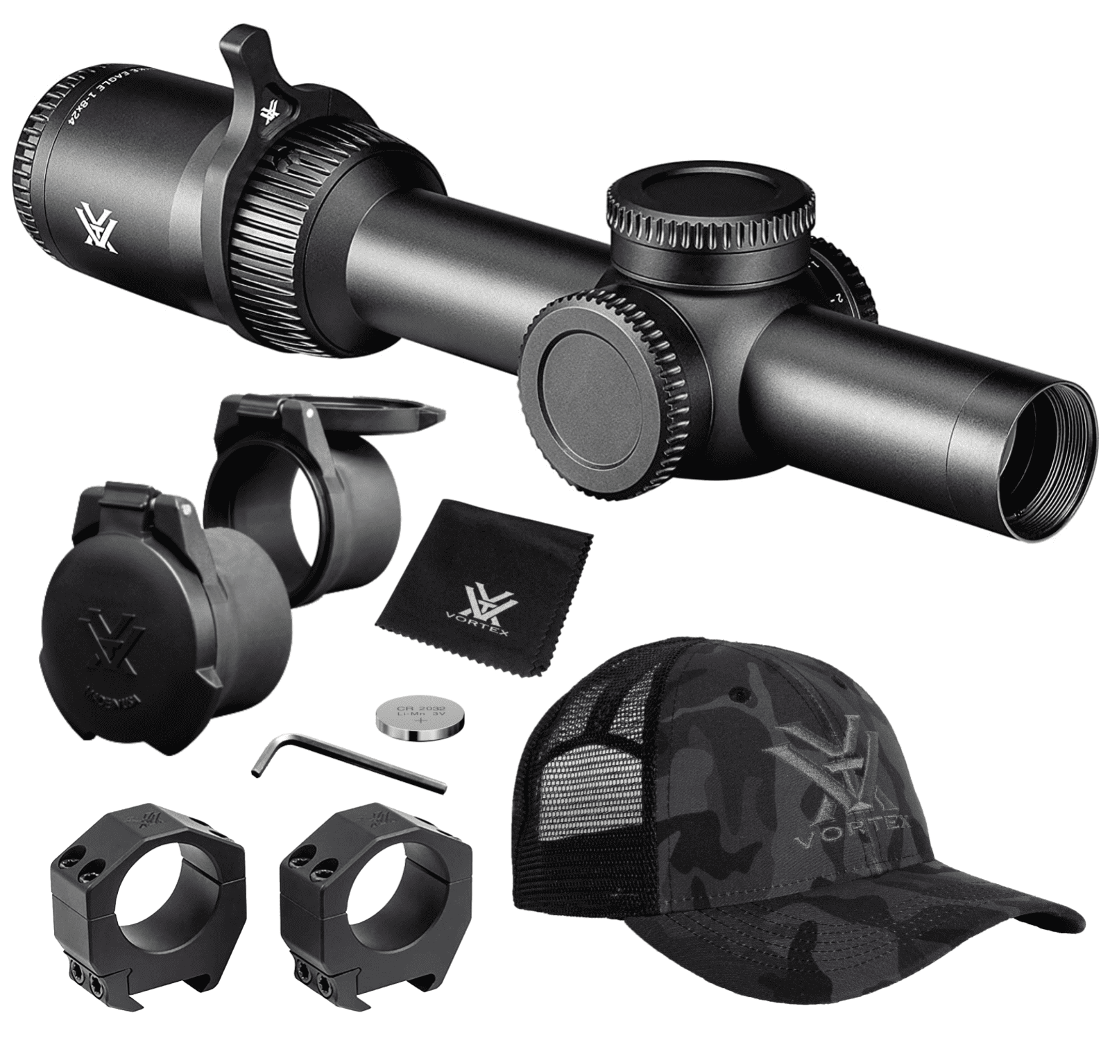 Buy Vortex Optics Strike Eagle 1-8x24 EBR-8 MOA 30mm with PMR Med Rings ...