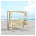 3 Seat Porch Swing with Stand, Outdoor Patio Swing with Side Tables ...