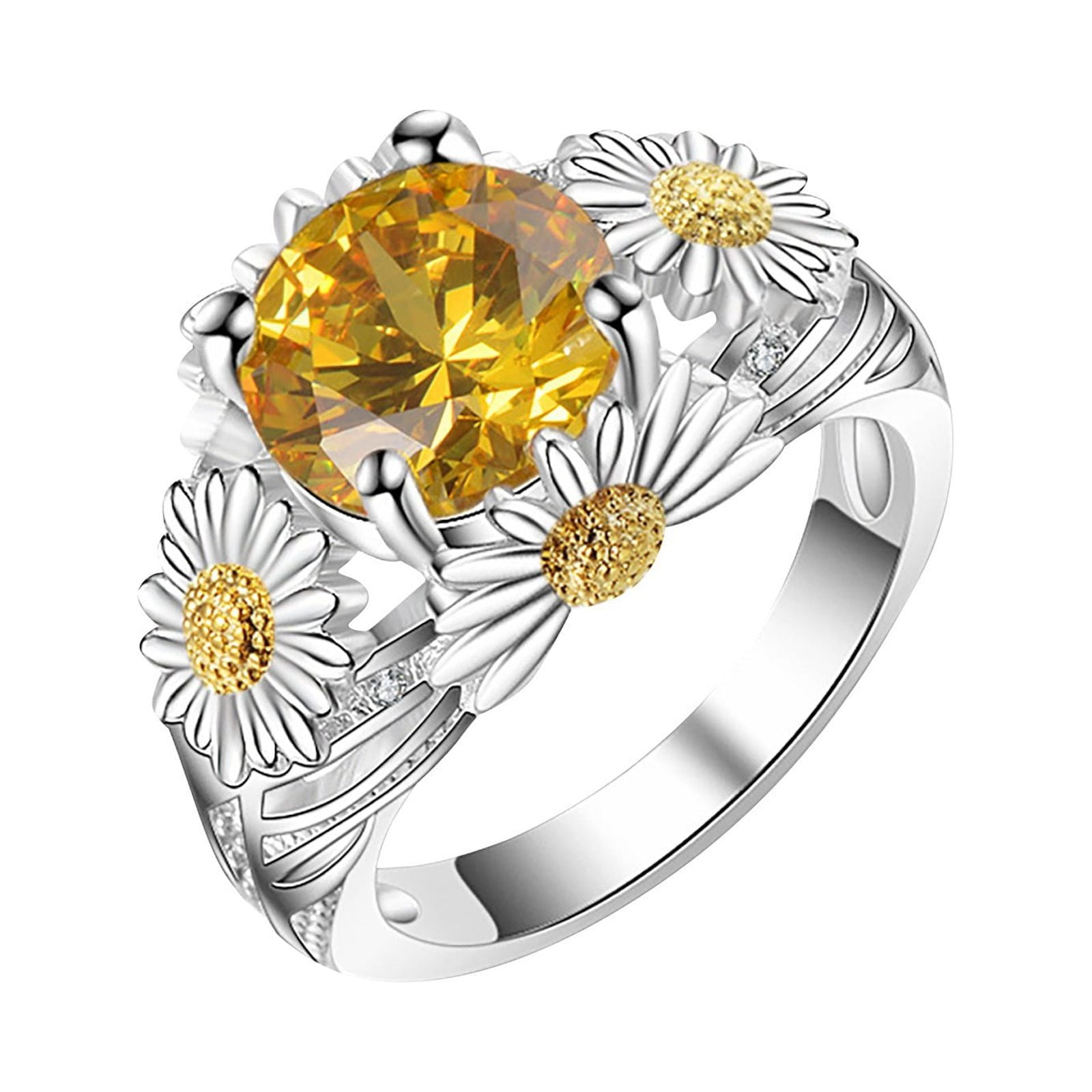 Riforla Copper Rings Simple Rings Sunflower Rings Are Suitable For Various Occasions Womens Jewelry Yellow 7 7