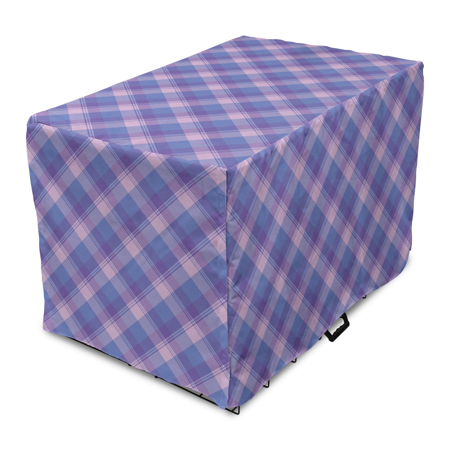 Violet Dog Crate Cover, Checkered Like Stripes Tartan Plaid Horizontal ...