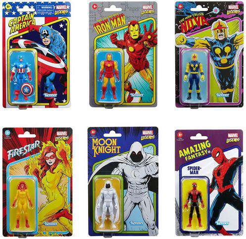 Marvel Legends Retro Collection Captain America, Iron Man, Spider-Man ...