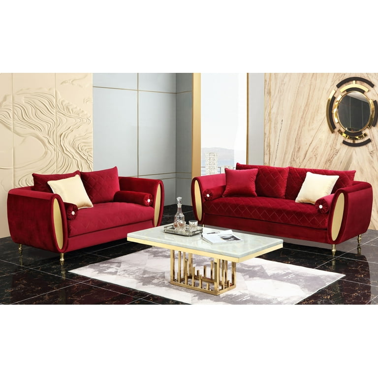 Red And Gold Sofa Set | Baci Living Room