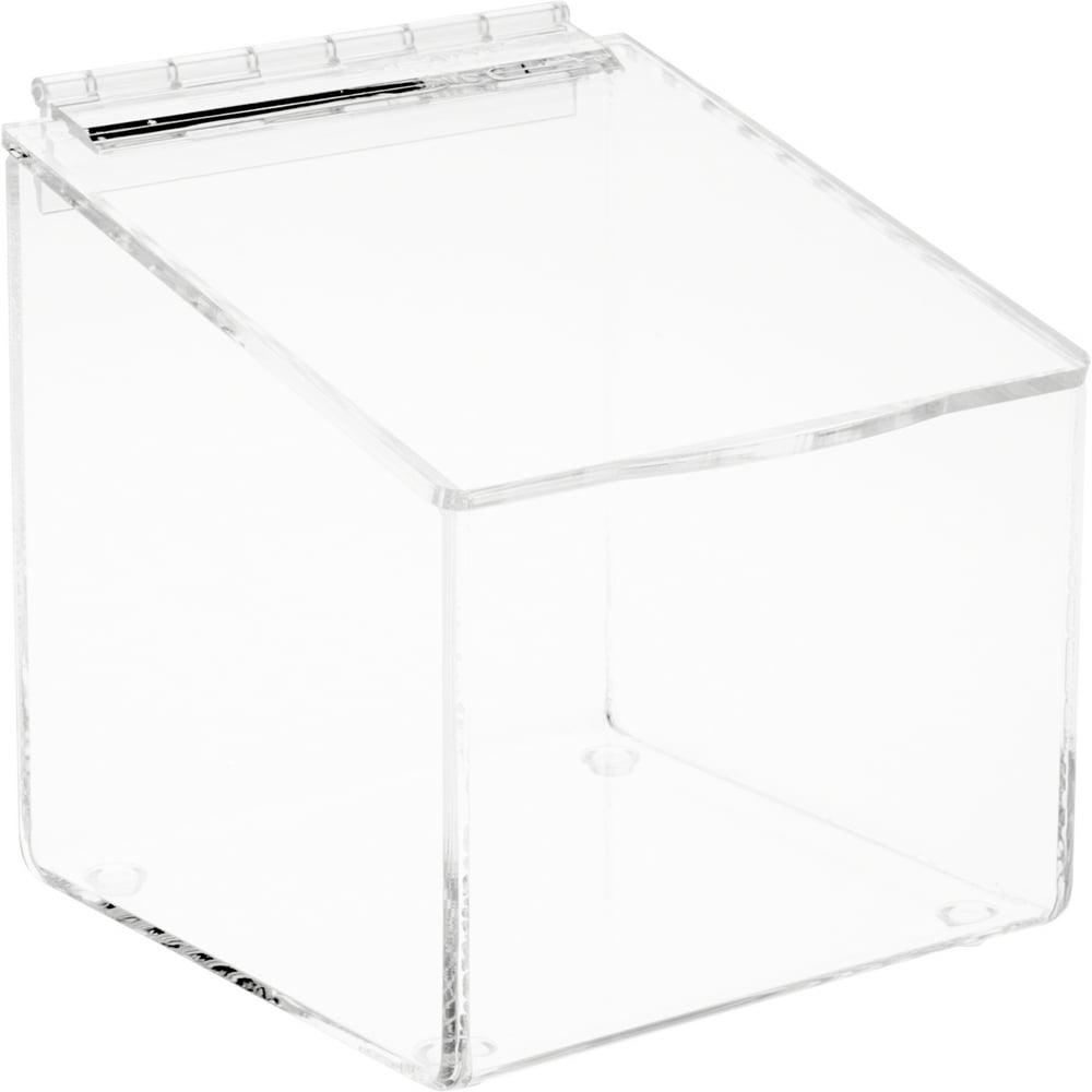 Plymor Clear Acrylic Display Case Box With Angled Top And Hinged Lid