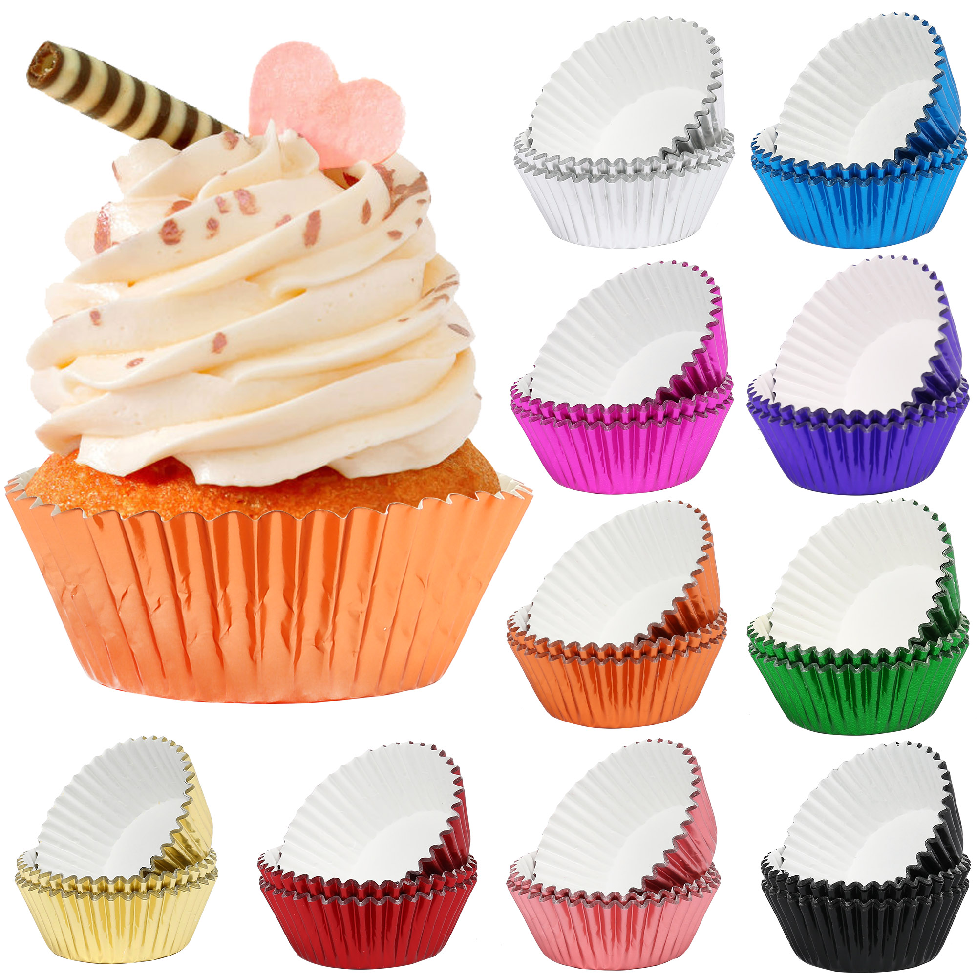 LotFancy 500Pcs Foil Cupcake Liners Standard Size Muffin Liners