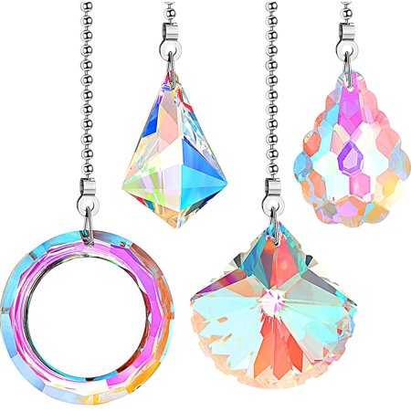 4 Pieces Crystal Ceiling Fan Pull Chain Rainbow Maker Pull Chain ...