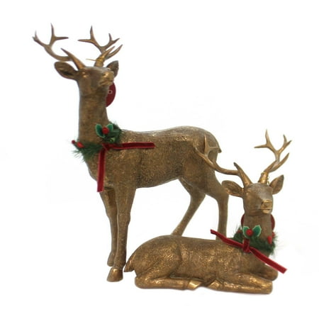 Christmas GOLD DEER FIGURINES Polyresin Antlers 2020180184 - Walmart.com