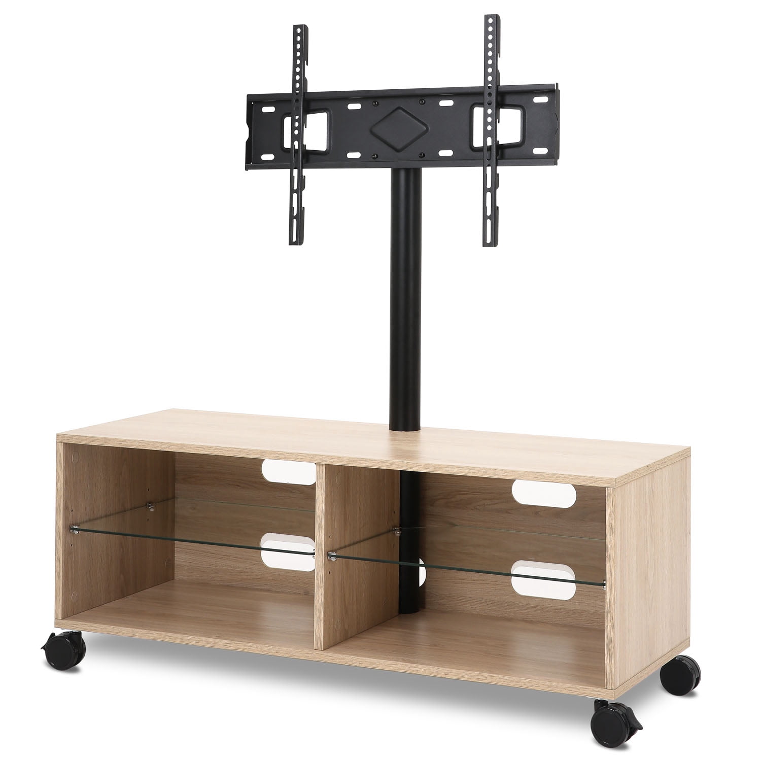 Rustic Wood TV Stand For TVs Up To 65 White Oak Finish Walmart