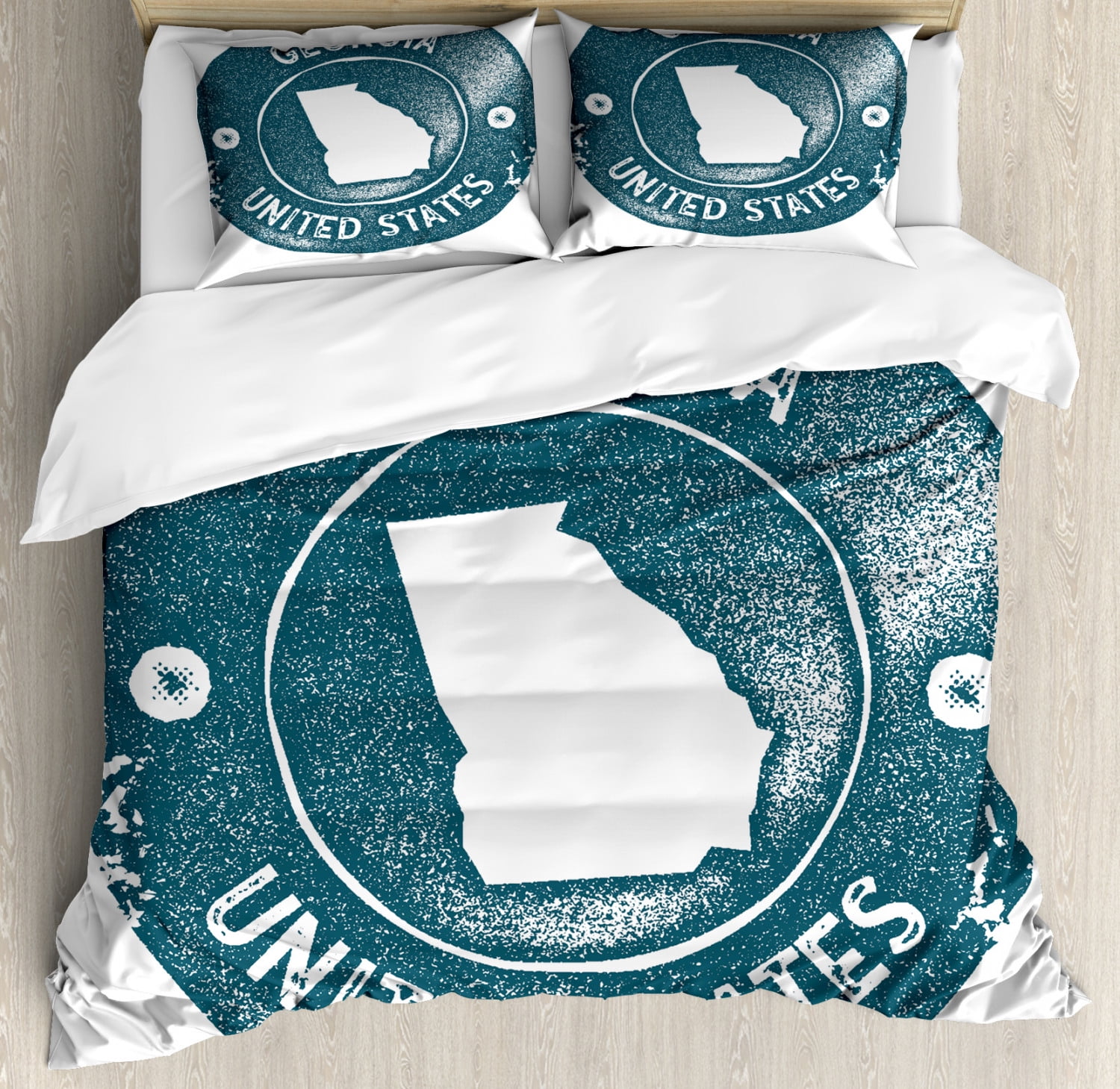 Georgia Duvet Cover Set Queen Size, Map of Georgia Illustrated on a ...