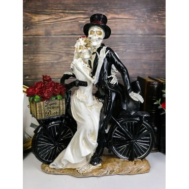 Love Never Dies Skeleton Wedding Couple Holding Hands Inside Coffins Figurine - Walmart.com