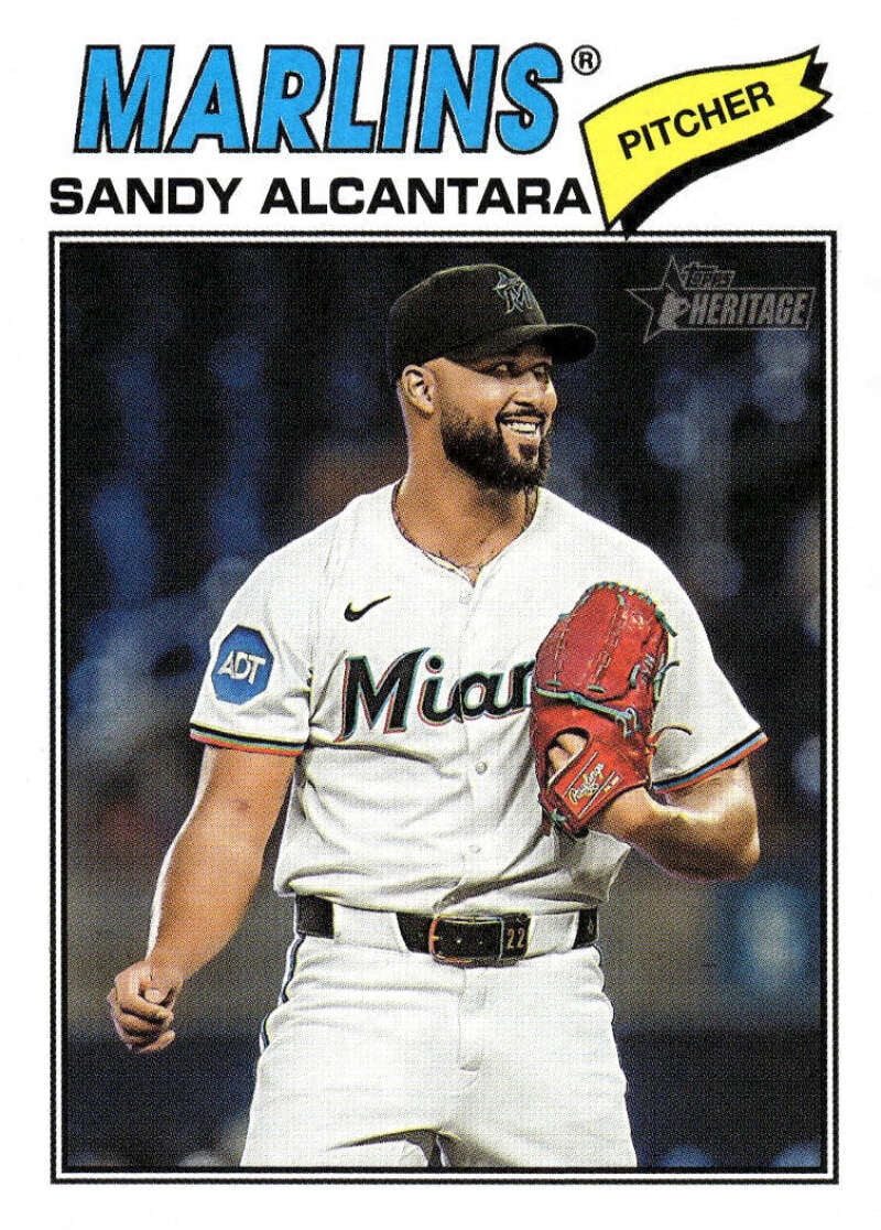 2026 Topps Heritage #76 Sandy Alcantara Miami Marlins MLB Baseball Base ...