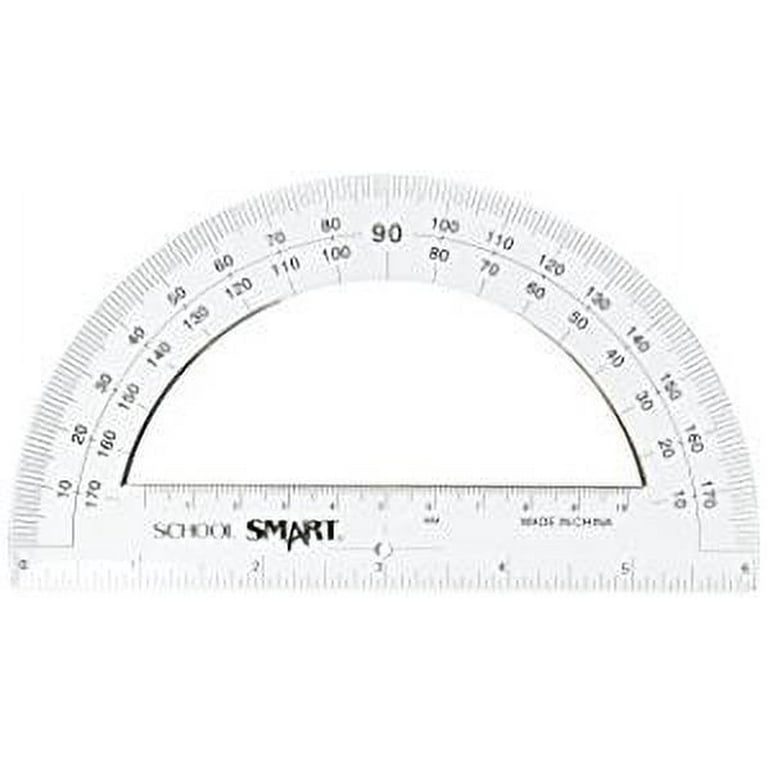 6 Protractor ZZTX 12-Pack Plastic Protractors - 6 Inch 180 Degree Math Tools For School & Office ...
