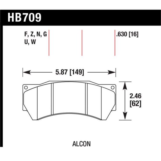 Hawk Performance Alcon Mono 6, Model 4497 HPS Street Brake Pads ...
