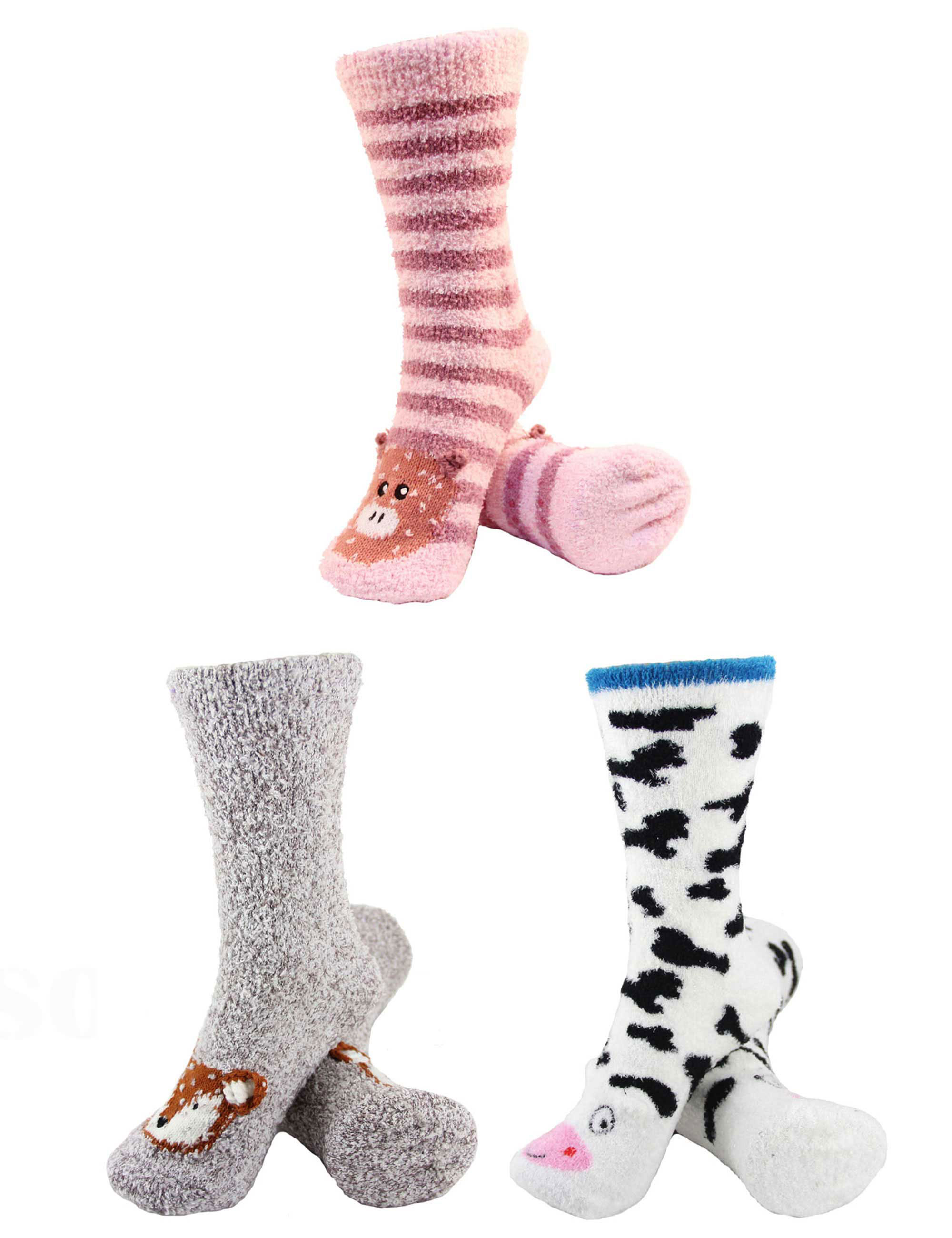 Super Soft Warm Cute Animal Non-Slip Fuzzy Crew Winter Home Socks ...