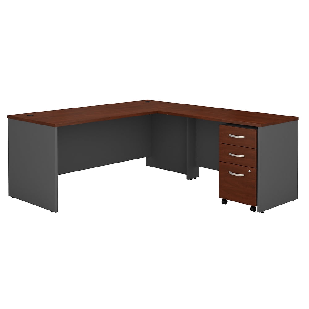 Bush Series C Hansen Cherry 72W x 30D L-Desk with 3Dwr Mobile Pedestal ...