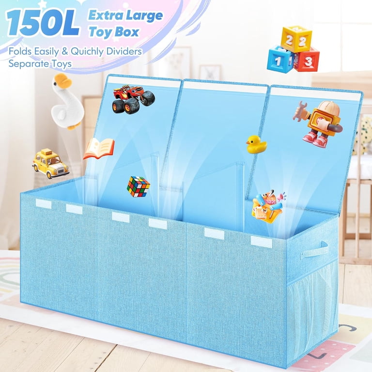 Zoo Toy Organizer Box With Lid, Collapsible Sturdy Toys Chest Storage ...