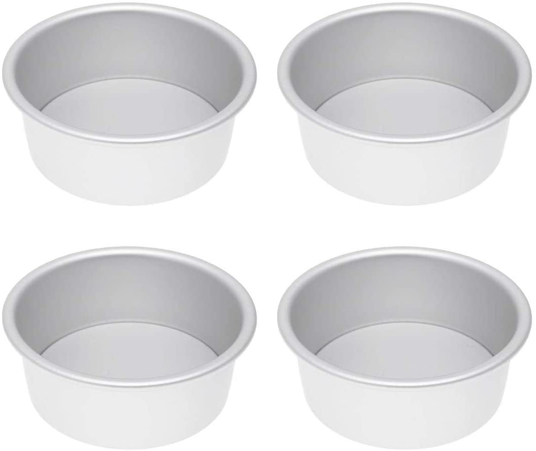 UPKOCH 4pcs Round Cake Pan 4 Inch Cake Pan Aluminum Alloy Removable ...