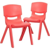 Flash Furniture 2 Pack Red Plastic Stackable School Chair with 15.5 ...
