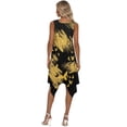 Binienty Sleeveless Sundress with Gold Butterfly Pattern, Asymmetric ...