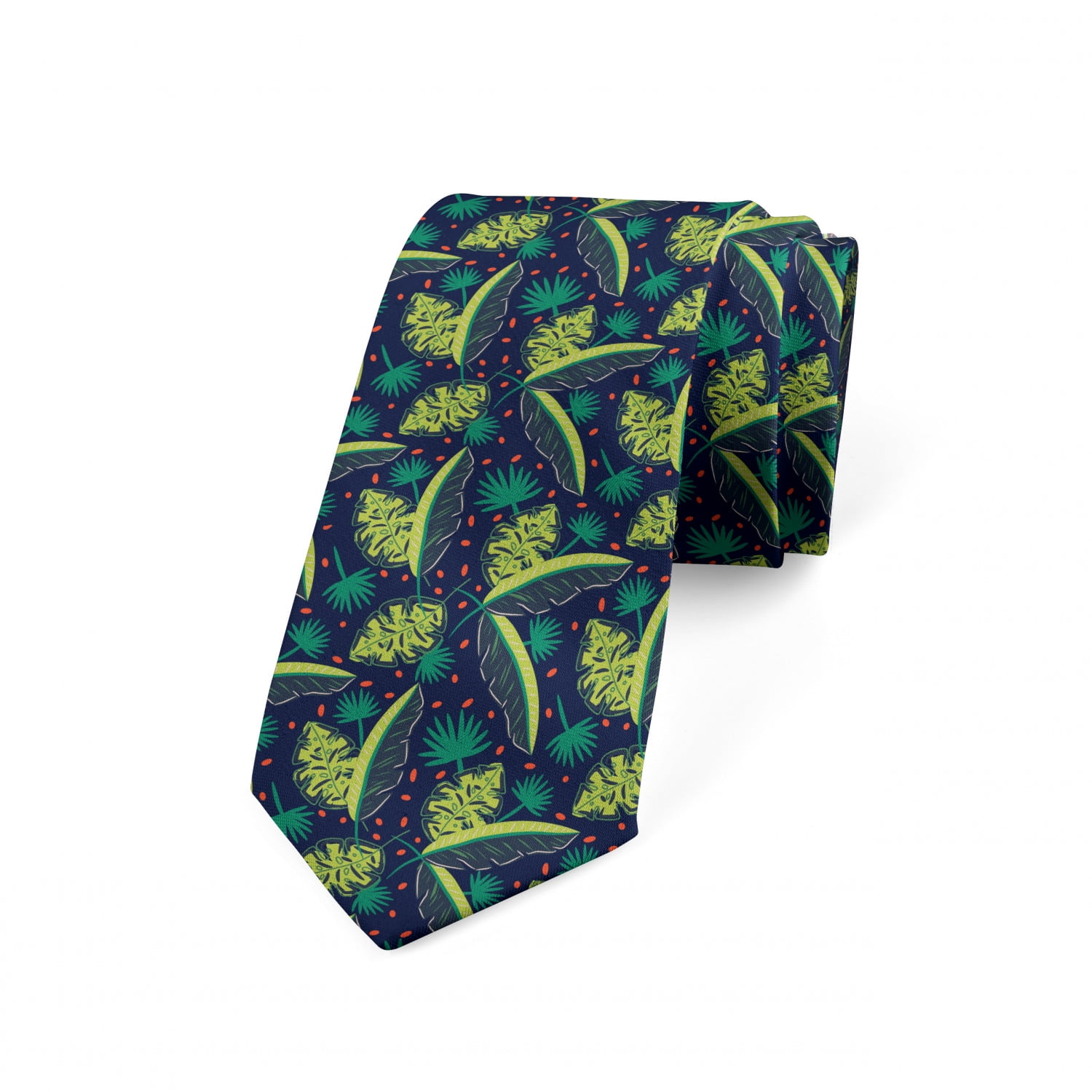 Ambesonne - Exotic Necktie, Assorted Woodland Leaves, Dress Tie, 3.7 ...
