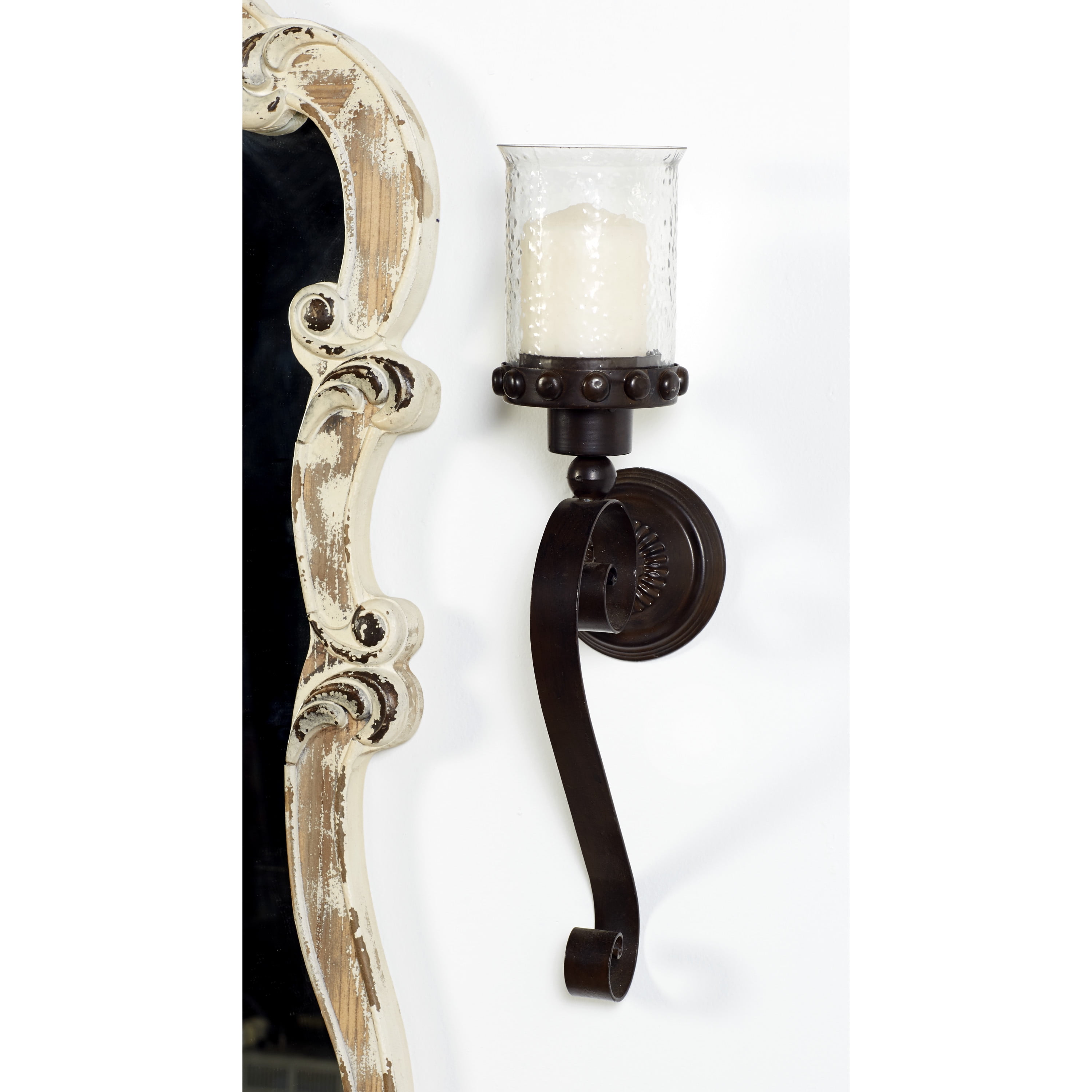 DecMode Brown Metal Scroll Pillar Wall Sconce - Walmart.com