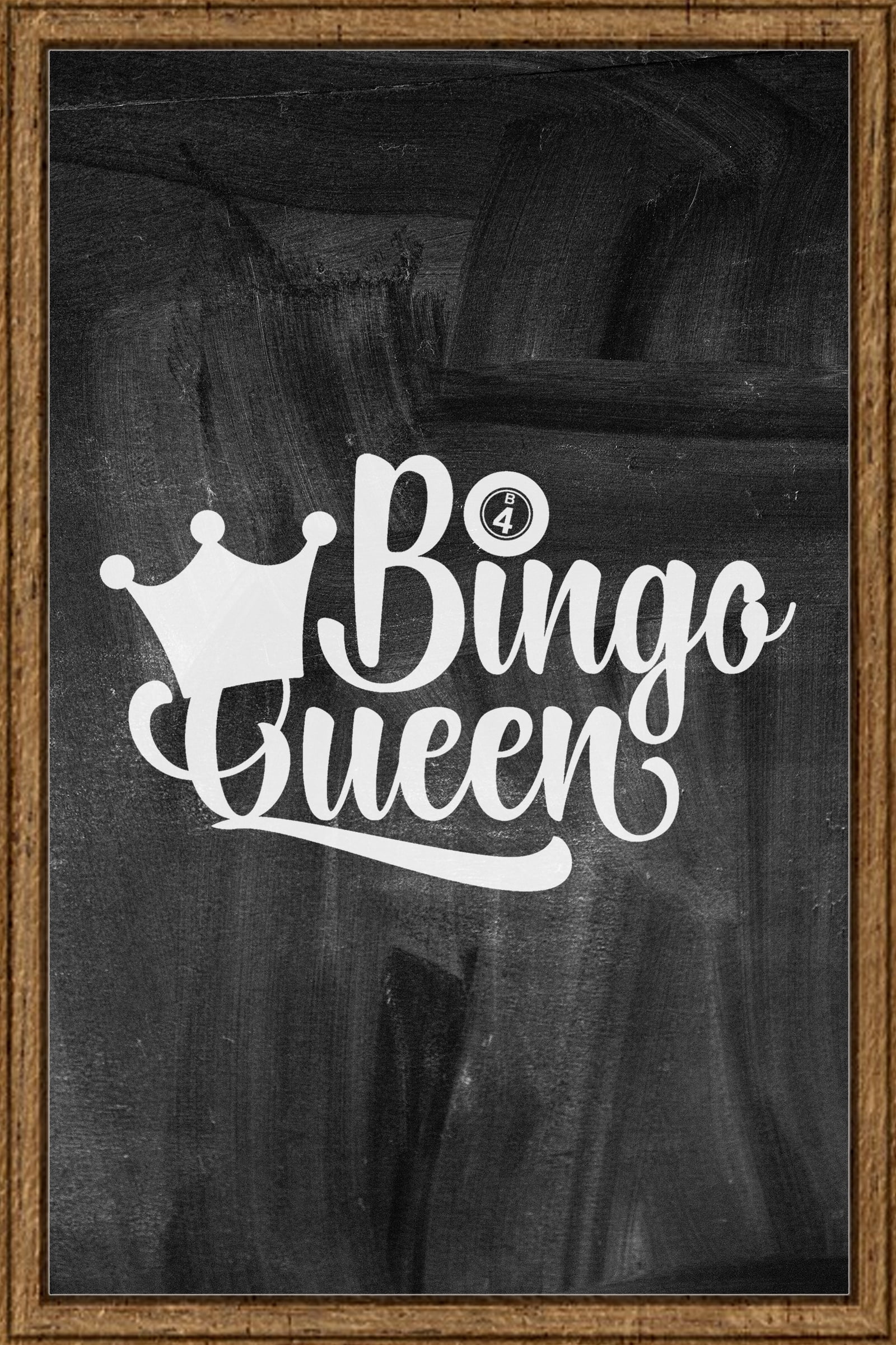 Bingo queen cursive crown win game female funny free spot Tin Sign ...