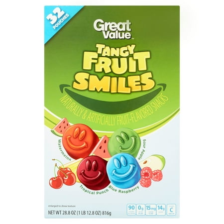 Great Value Tangy Fruit Smiles, 28.8 oz, 32 Count - Walmart.com