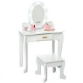 Sakiyrr Kids Wooden Vanity Table and Stool Set, White Princess Make Up ...