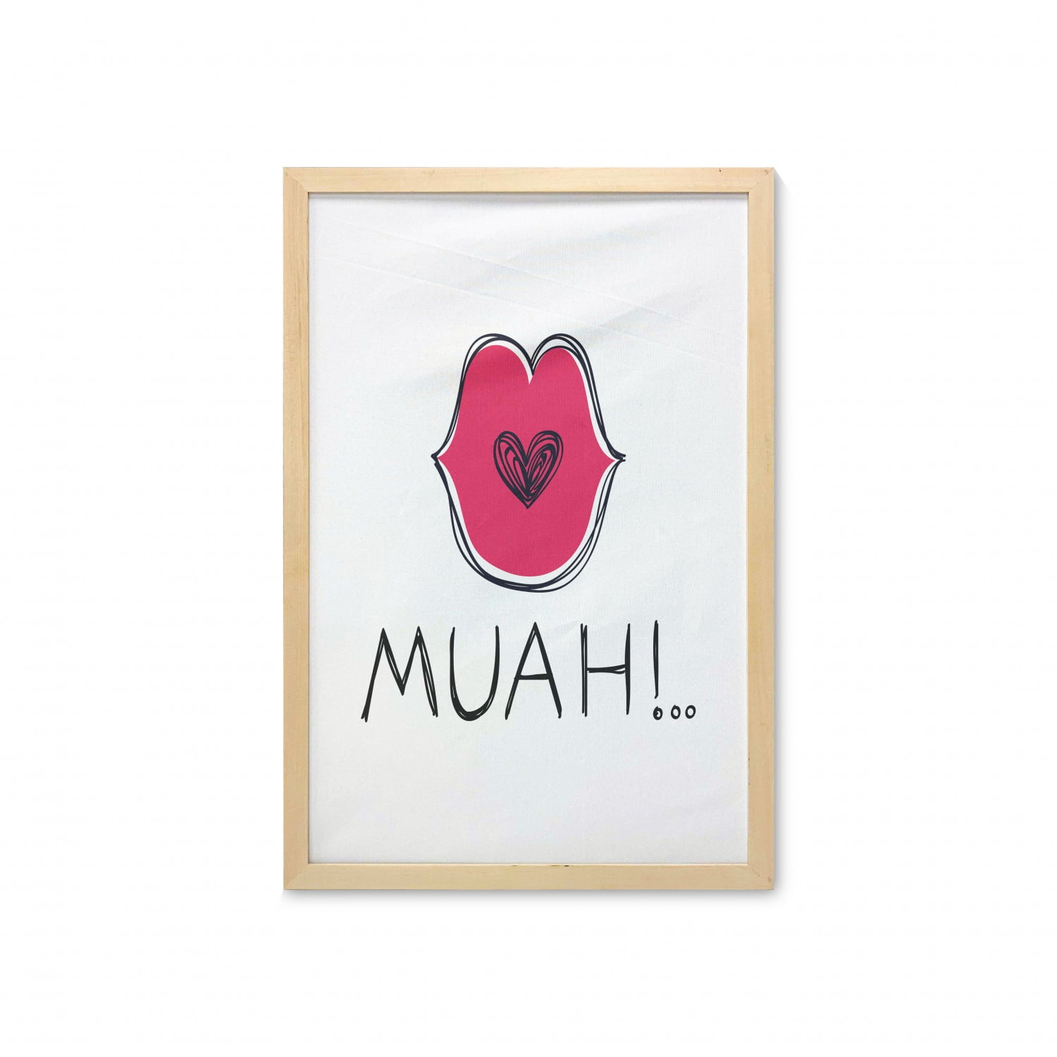 Kissing Wall Art with Frame, Love Themed Composition of Lip Sending ...