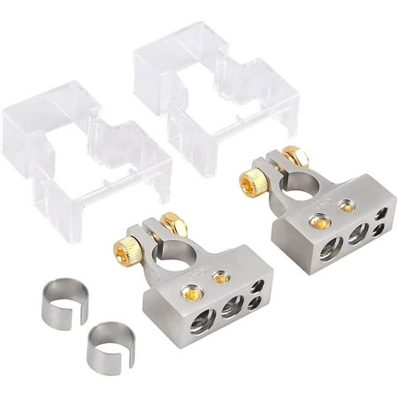 Battery Lug 2/4/8/10 Awg Gauge Silver Positive & Negative Battery ...